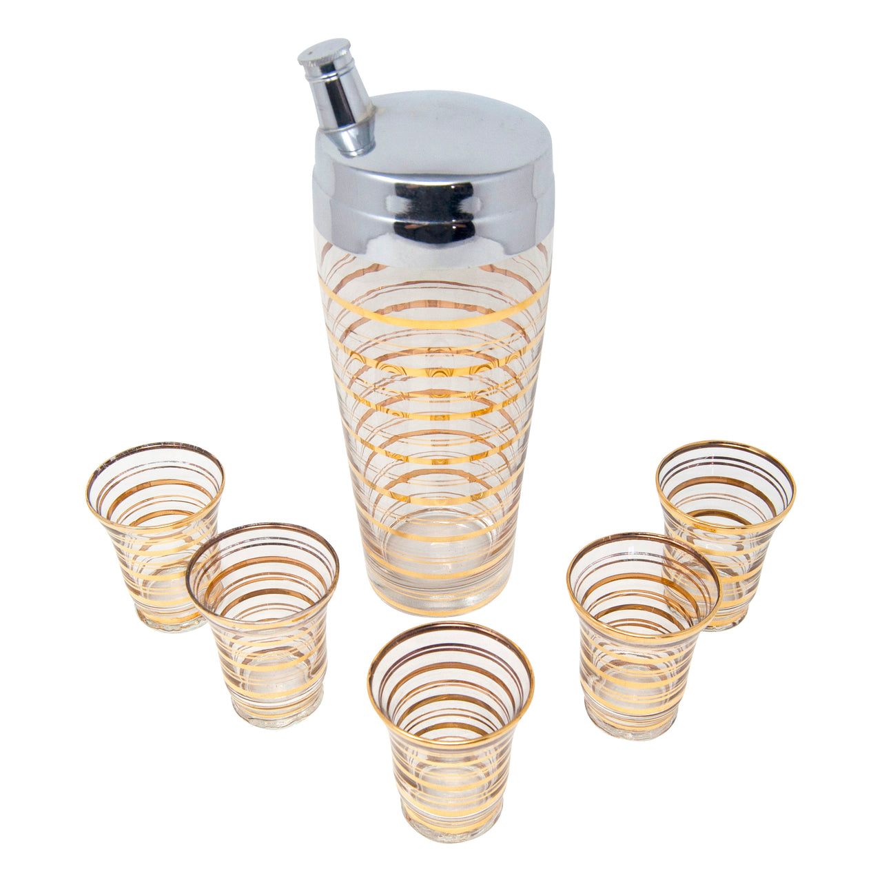 Vintage Gold Bands Cocktail Shaker Set | The Hour Shop