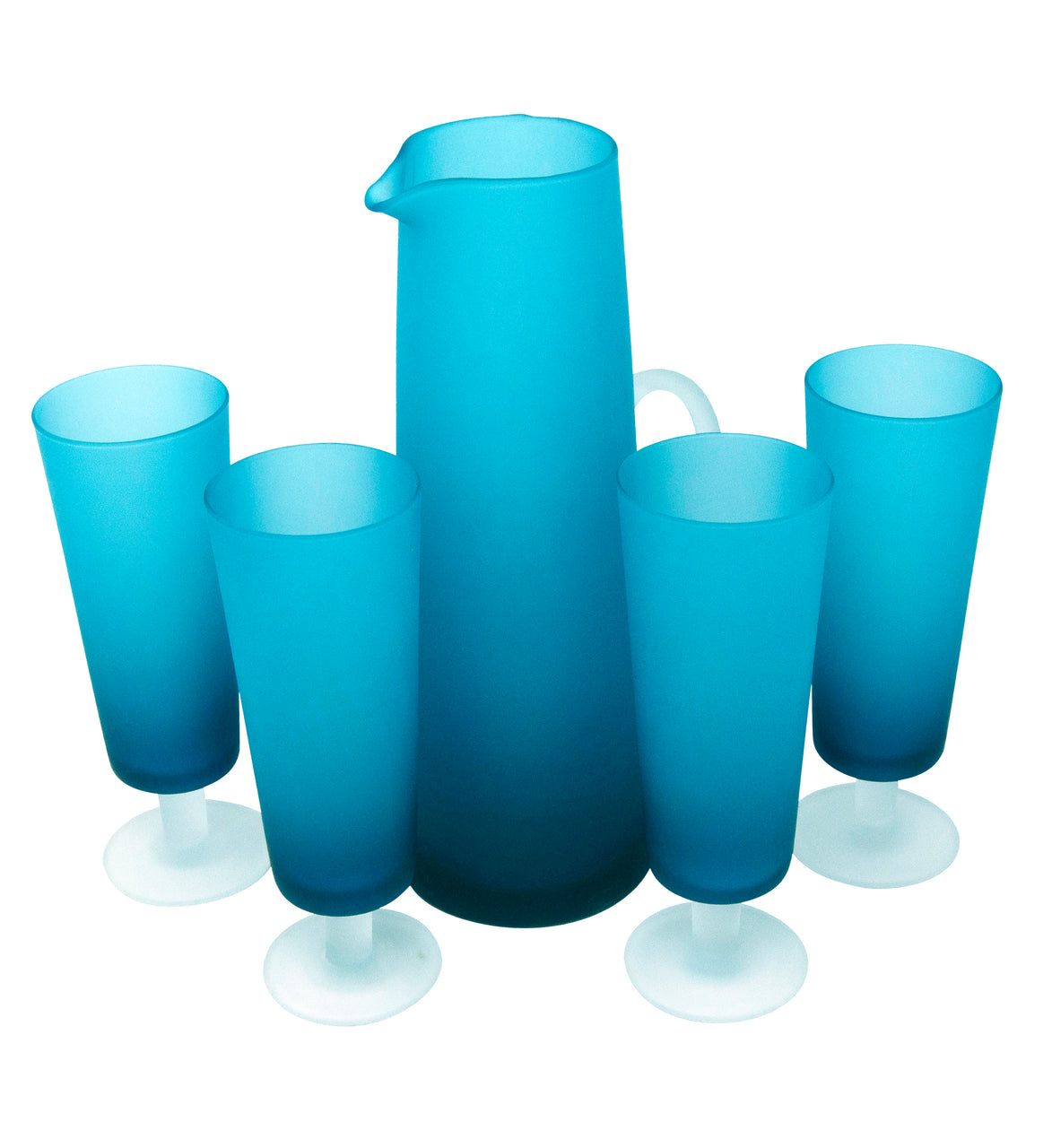 Vintage Blue & White Frosted Cocktail Pitcher Set | The Hour Shop