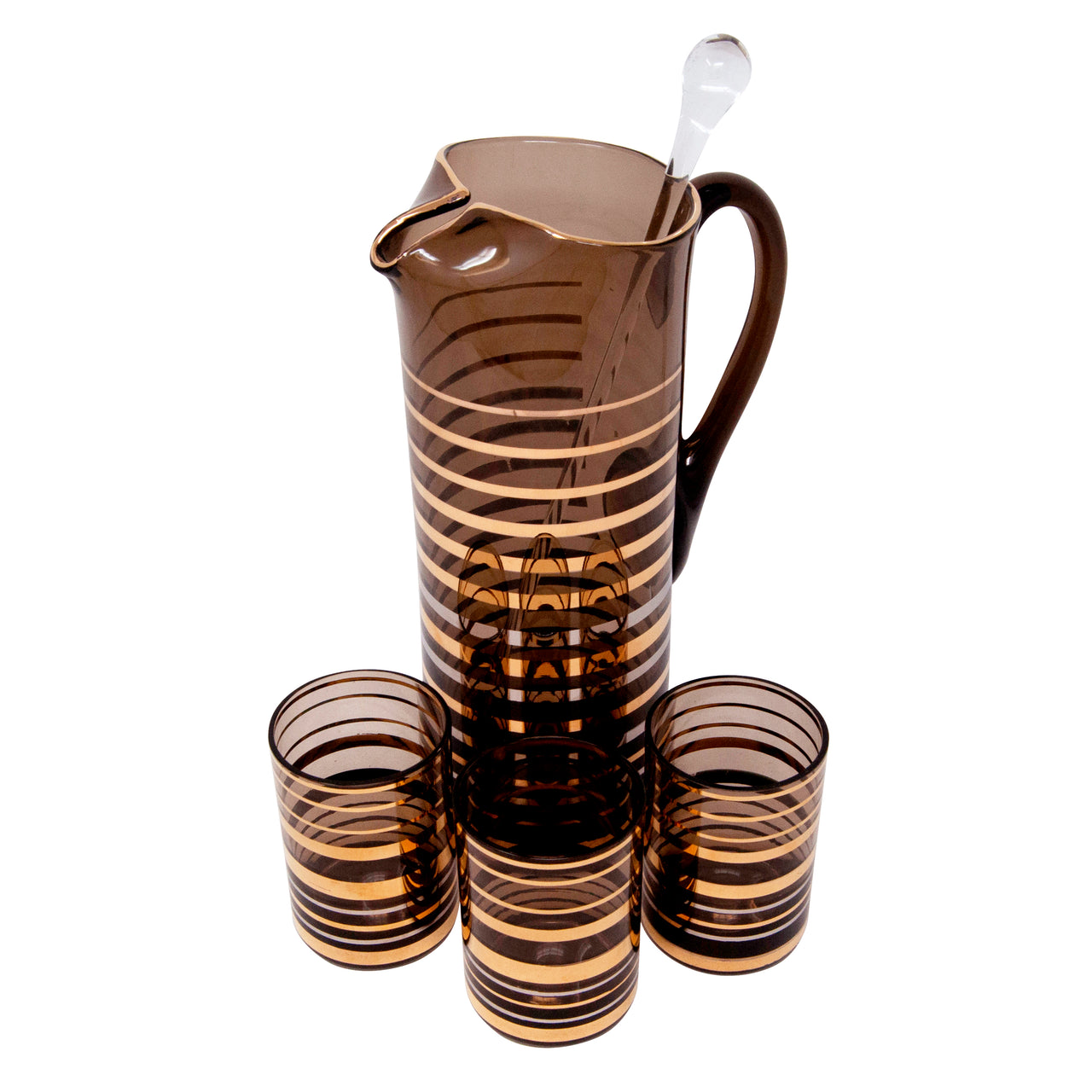 Vintage Art Deco Gold & Platinum Bands Cocktail Pitcher Set | The Hour