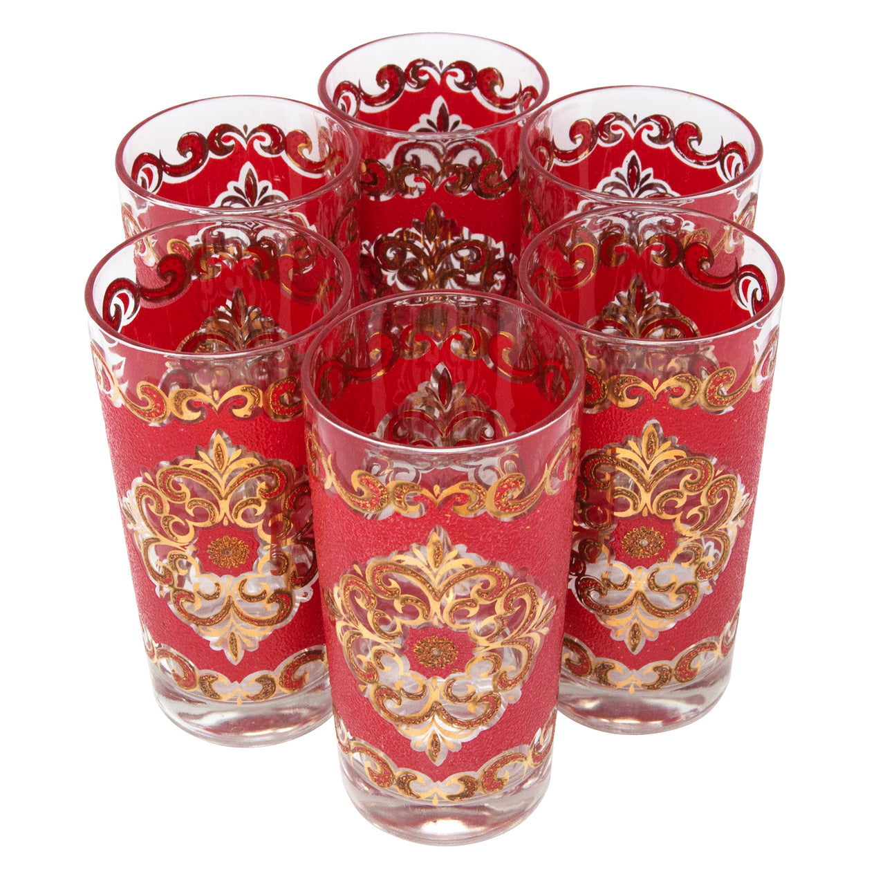 Vintage Starlyte Gold & Red Collins Glasses | The Hour Shop