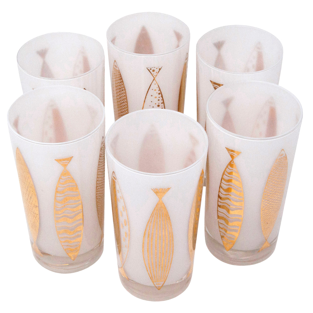 Fred Press White Cased Gold Fish Collins Glasses | The Hour Shop