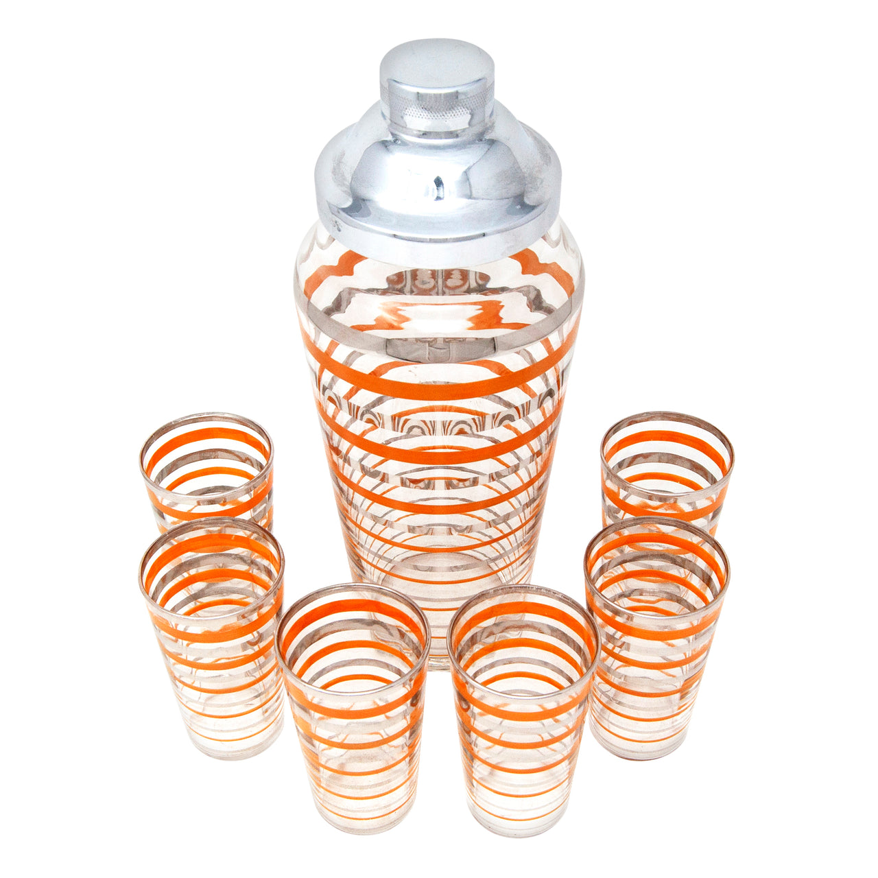 Vintage Orange & Silver Rings Cocktail Shaker Set | The Hour Shop