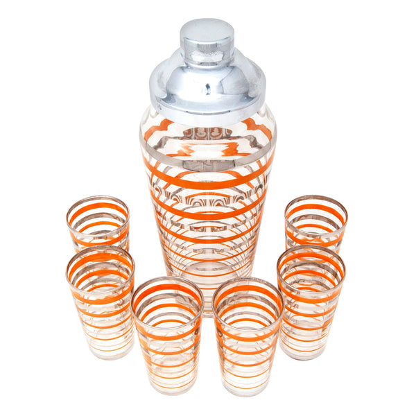 Vintage Orange & Silver Rings Cocktail Shaker Set | The Hour Shop