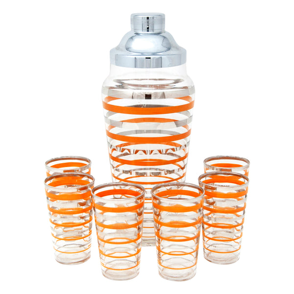 Vintage Orange & Silver Rings Cocktail Shaker Set | The Hour Shop