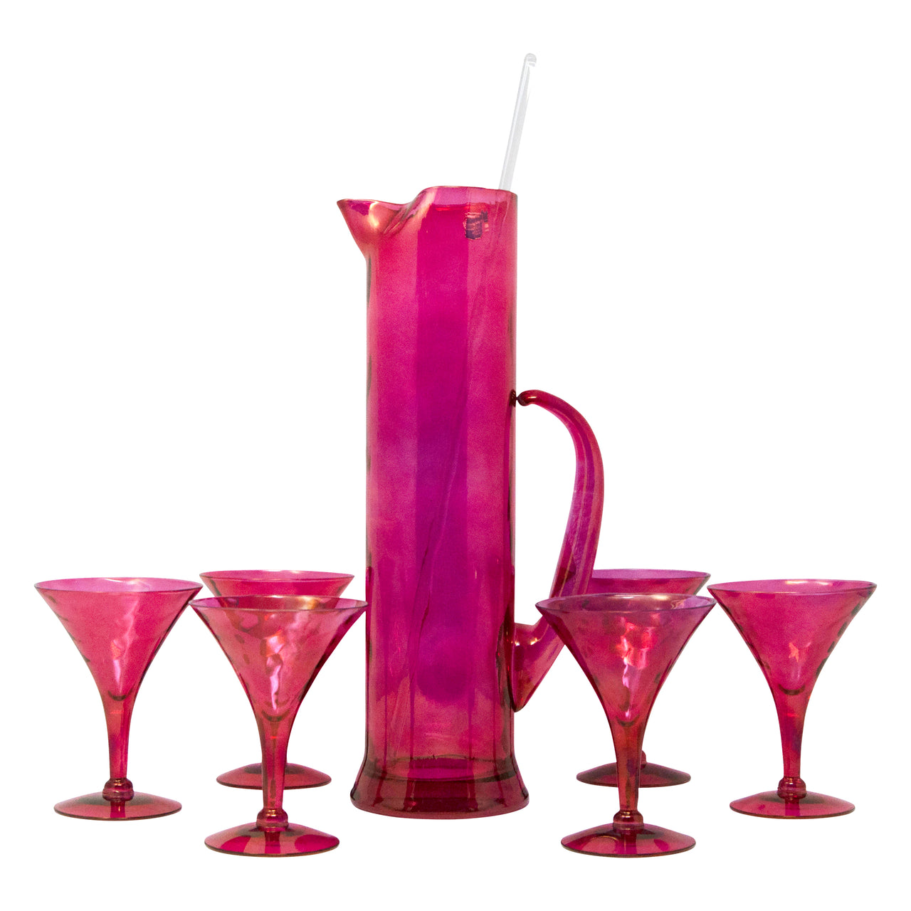 Vintage West Virginia Glass Cranberry Red Pitcher Set | The Hour Shop