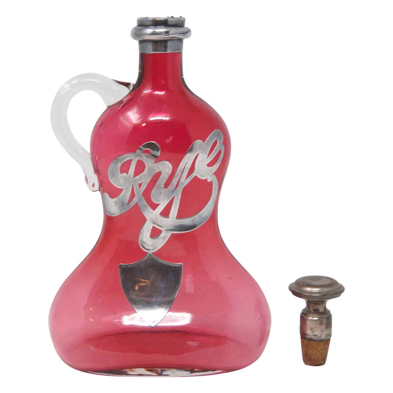 Vintage Ruby Red & Sterling Rye Art Deco Decanter | The Hour Shop