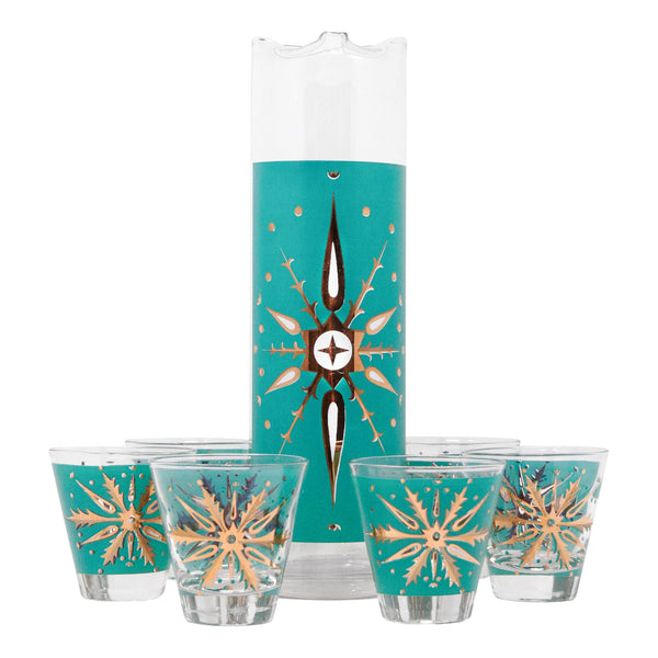Vintage Helen Conroy Aqua Cocktail Pitcher Set | The Hour Shop