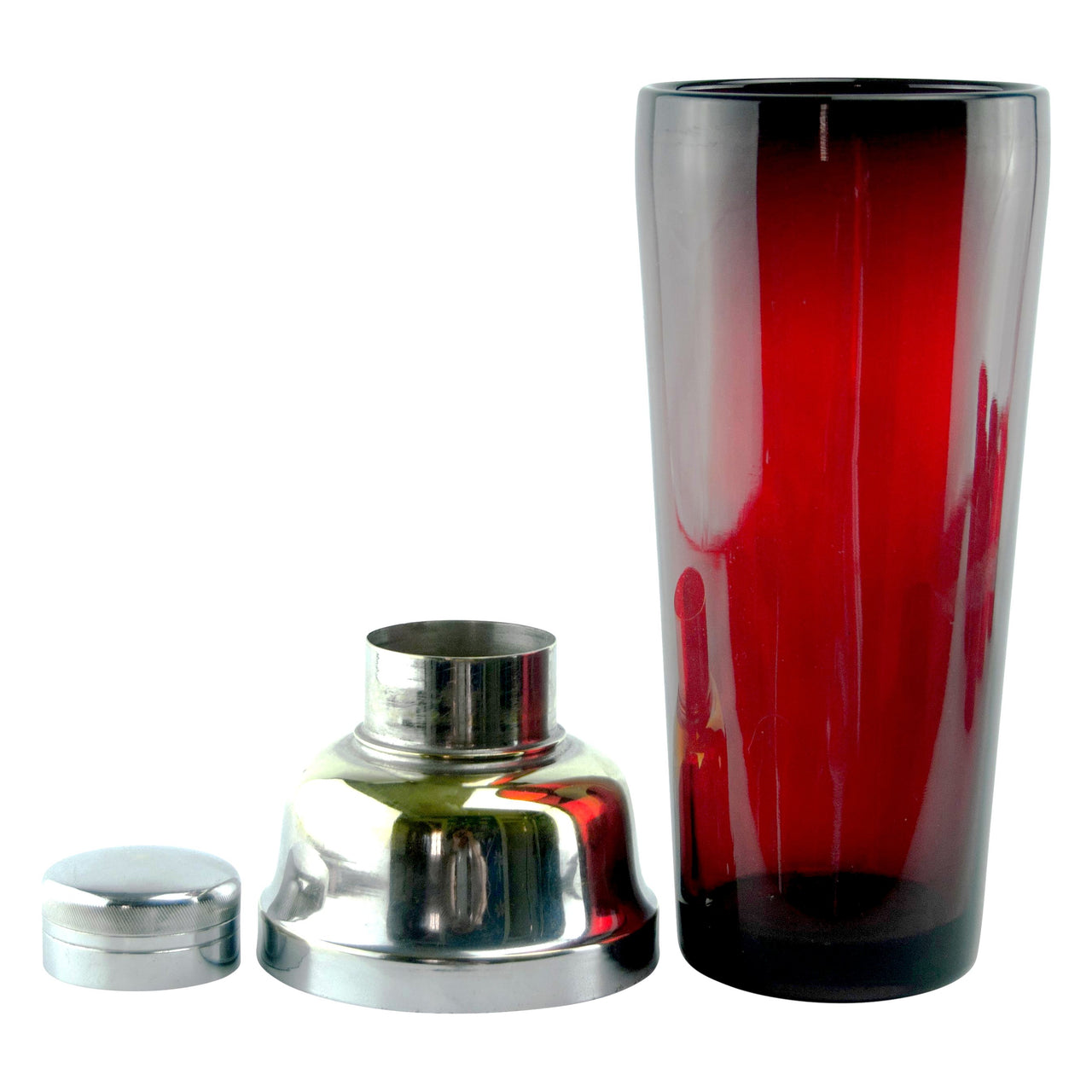 Vintage Ruby Red Glass Art Deco Cocktail Shaker Glasses Set | The Hour