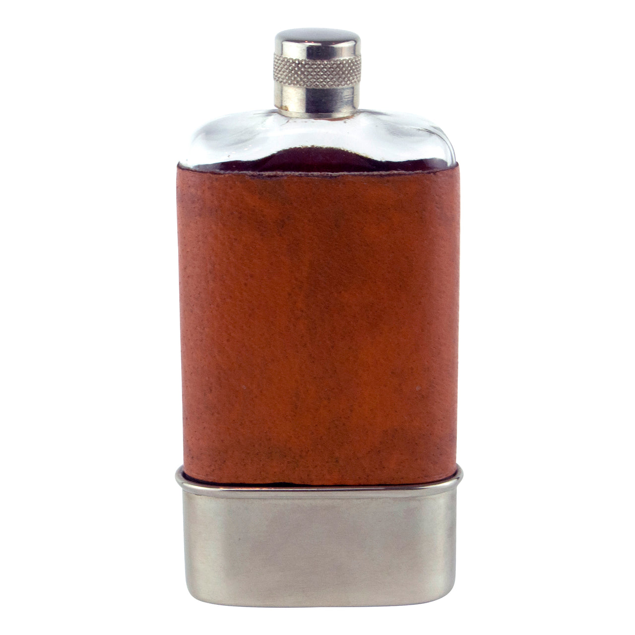 Vintage Brown Leather & Glass Flask w/ Cup | The Hour Travel Barware