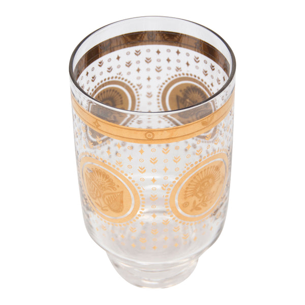 Vintage Georges Briard Gold Flower Footed Collins Glasses | The Hour Shop