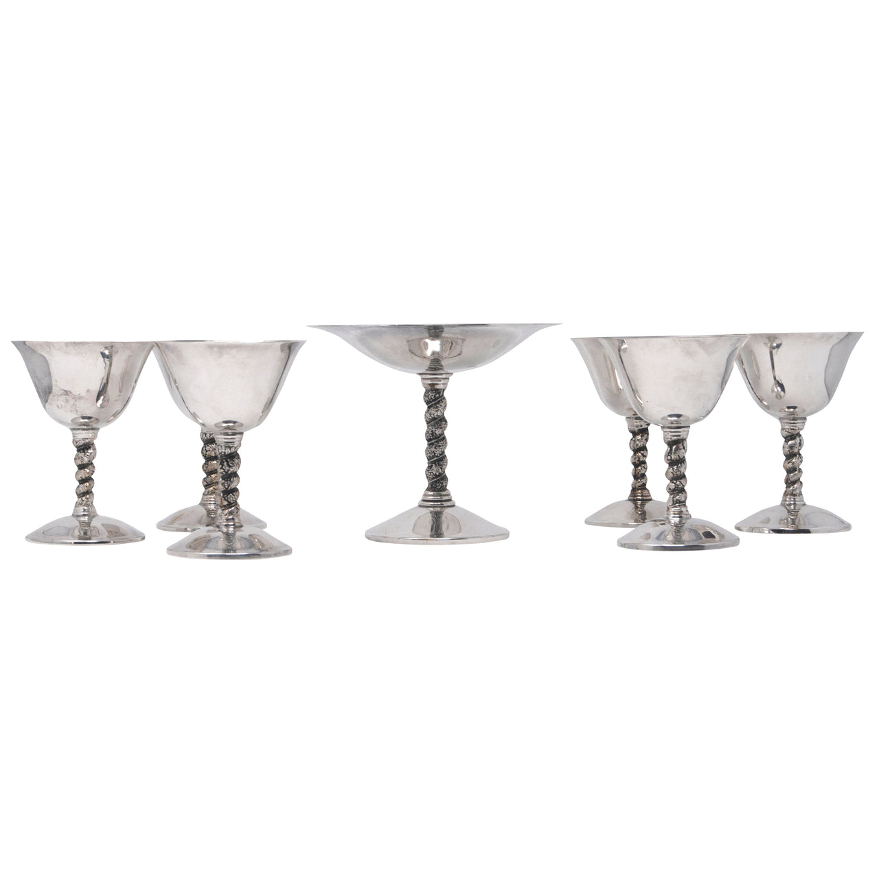 Vintage Silver Plate Compote & Wine Glasses Set | The Hour Shop