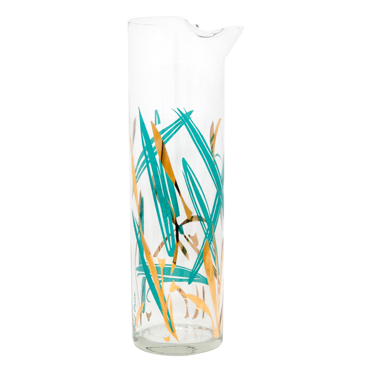 Vintage Fred Press Aqua & Gold Grasses Cocktail Pitcher Set | The Hour