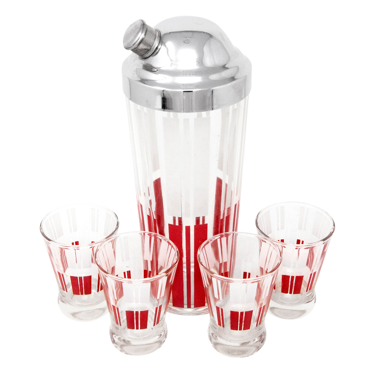 Vintage Red & White Stripe Cocktail Shaker Set | The Hour Shop