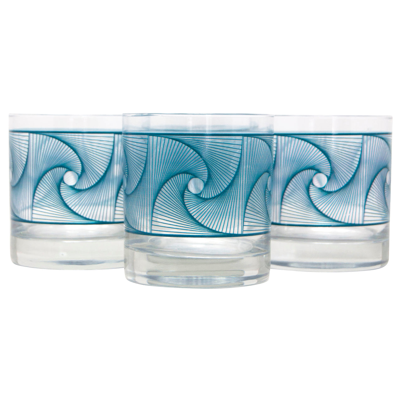The Modern Home Bar Teal Waves Rocks Glass | The Hour Shop